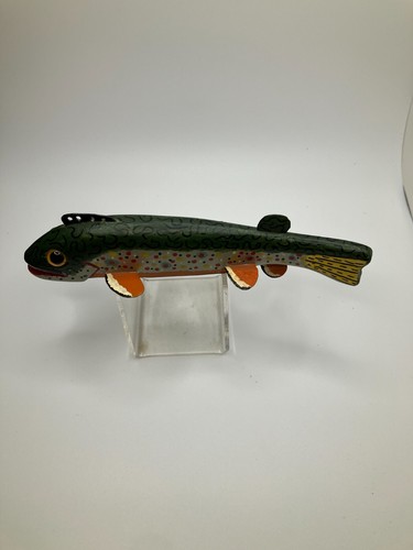 VINTAGE OLD JIM NELSON - MICHIGAN 10” TROUT FISH SPEARING DECOY FOLK ...