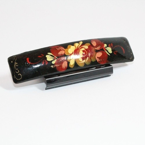 Russian Hand Painted Lacquer Women's Hair Barrette Clip Redf Floral ...