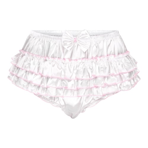Frilly Lace French Knickers – Satin Ruffled Briefs, White, XXL. | eBay