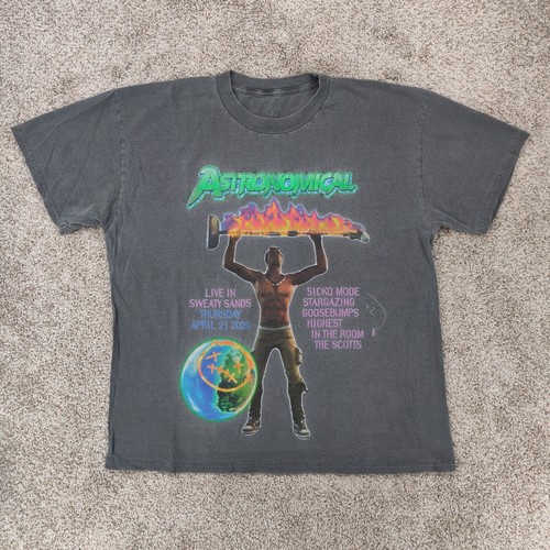Travis Scott Fortnite Rage Back Bling Shirt Mens Large Washed Black ...