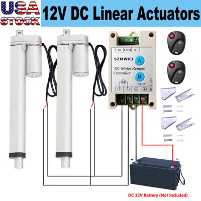 Heavy Duty 2 Dual 1500N Linear Actuator +Remote Control 12V DC Electric ...