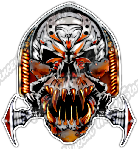 Armor Skull Gothic Biker Motorcycle Bike Car Bumper Vinyl Sticker Decal ...