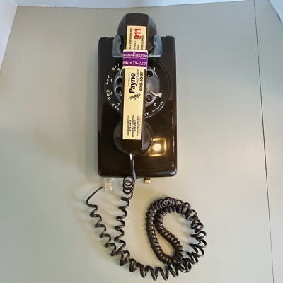 Vintage ITT Rotary Dial Wall Phone Telephone Chocolate Brown w/Cord ...