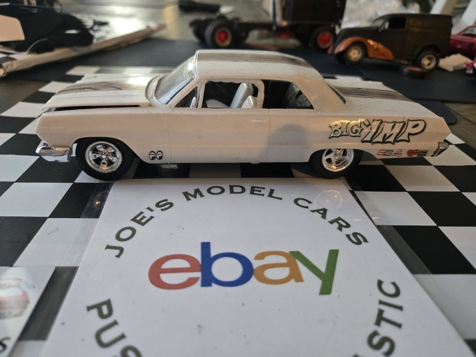 BUILT MODEL CAR VINTAGE AMT 63 IMPALA UNPAINTED OLDER BUILT PIECE BENT ...