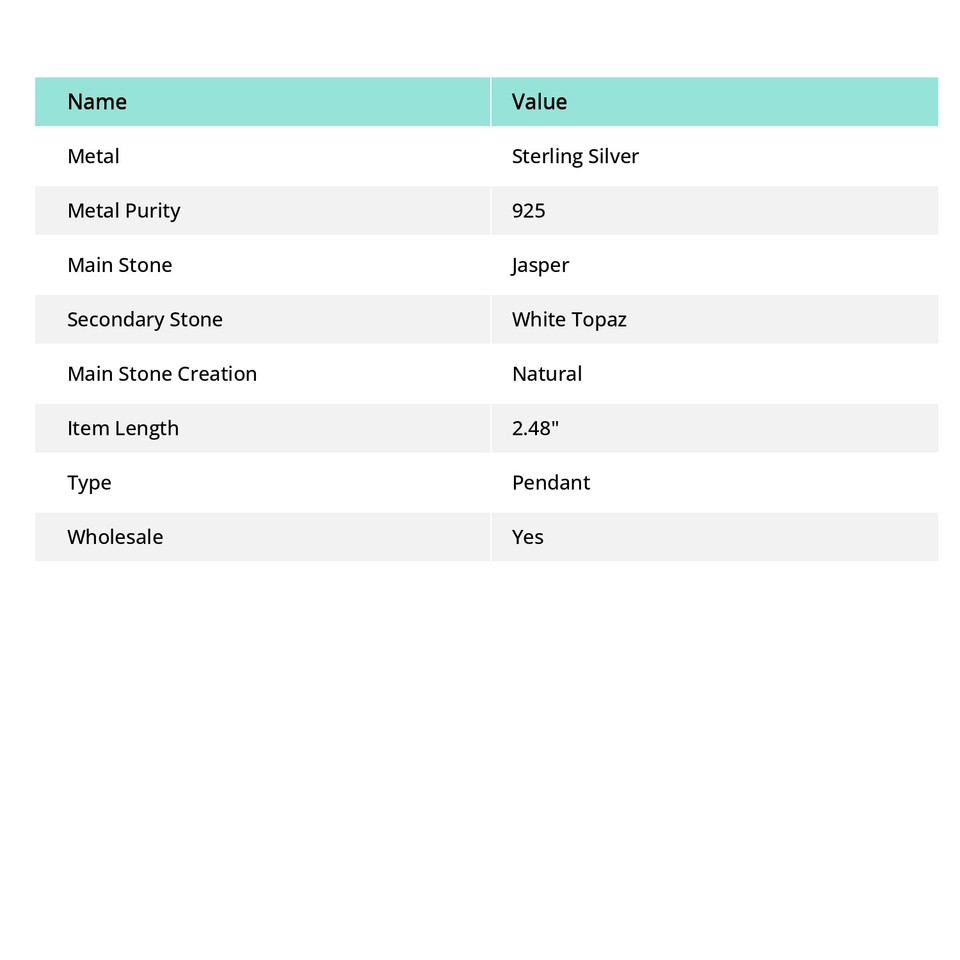 Natural Dalmation Jasper, White Topaz 925 Sterling Silver Pendant 2.48 ...