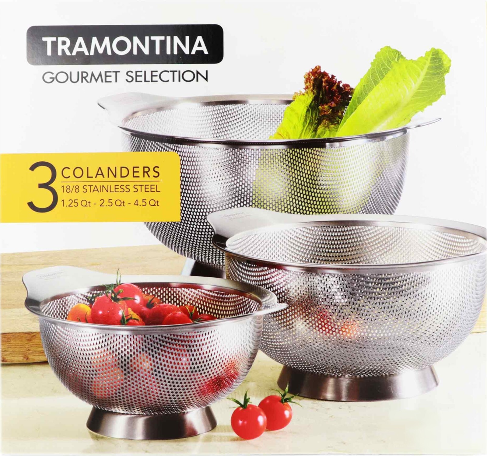 Tramontina 3-pc. Gourmet Stainless Steel Nesting Colander Set | eBay