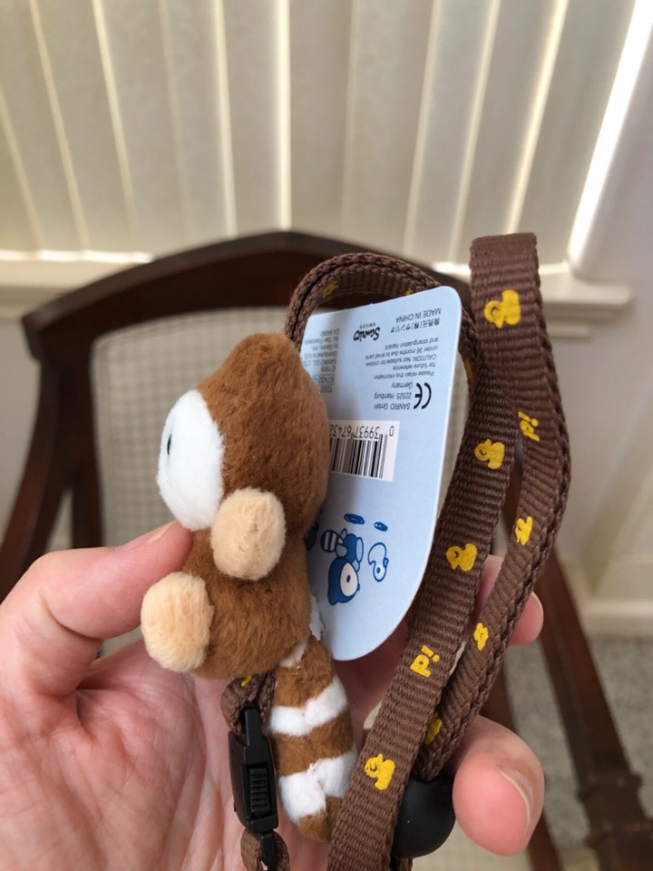 Sanrio 1999 Vintage Landry's House Raccoon Plush Doll Lanyard Key Ring ...