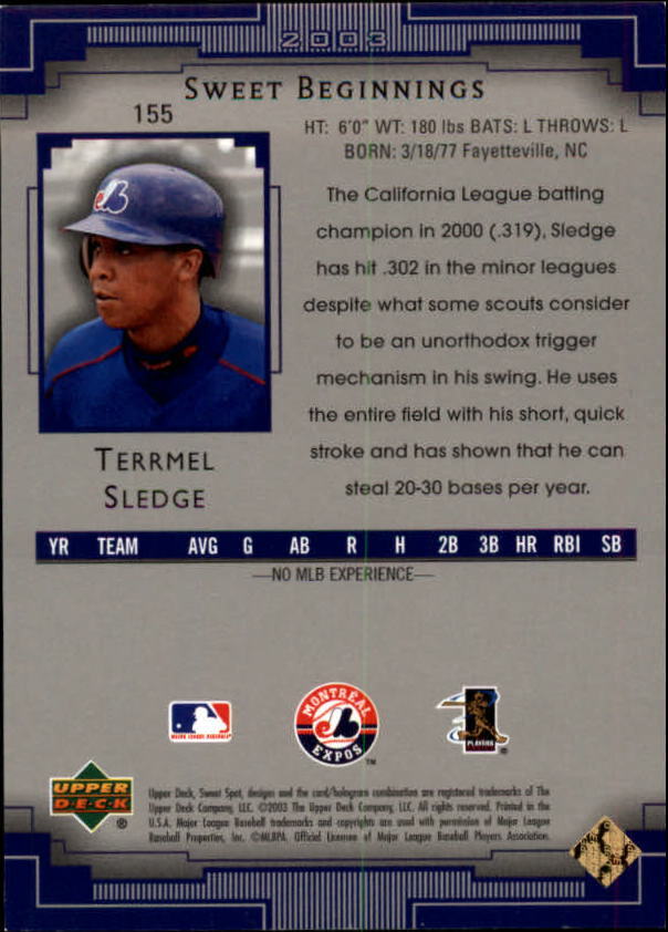 2003 Sweet Spot #155 Terrmel Sledge SB RC/2003 - NM-MT | eBay