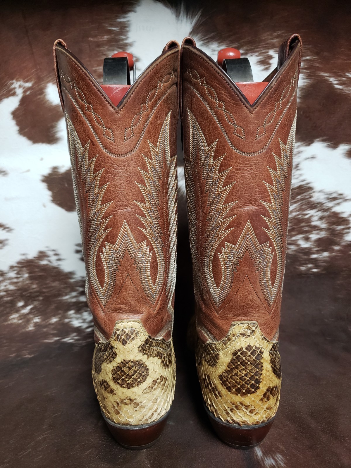 Tony Lama Vintage Natural Anaconda Snake Skin Western Cowboy Boots Mens ...