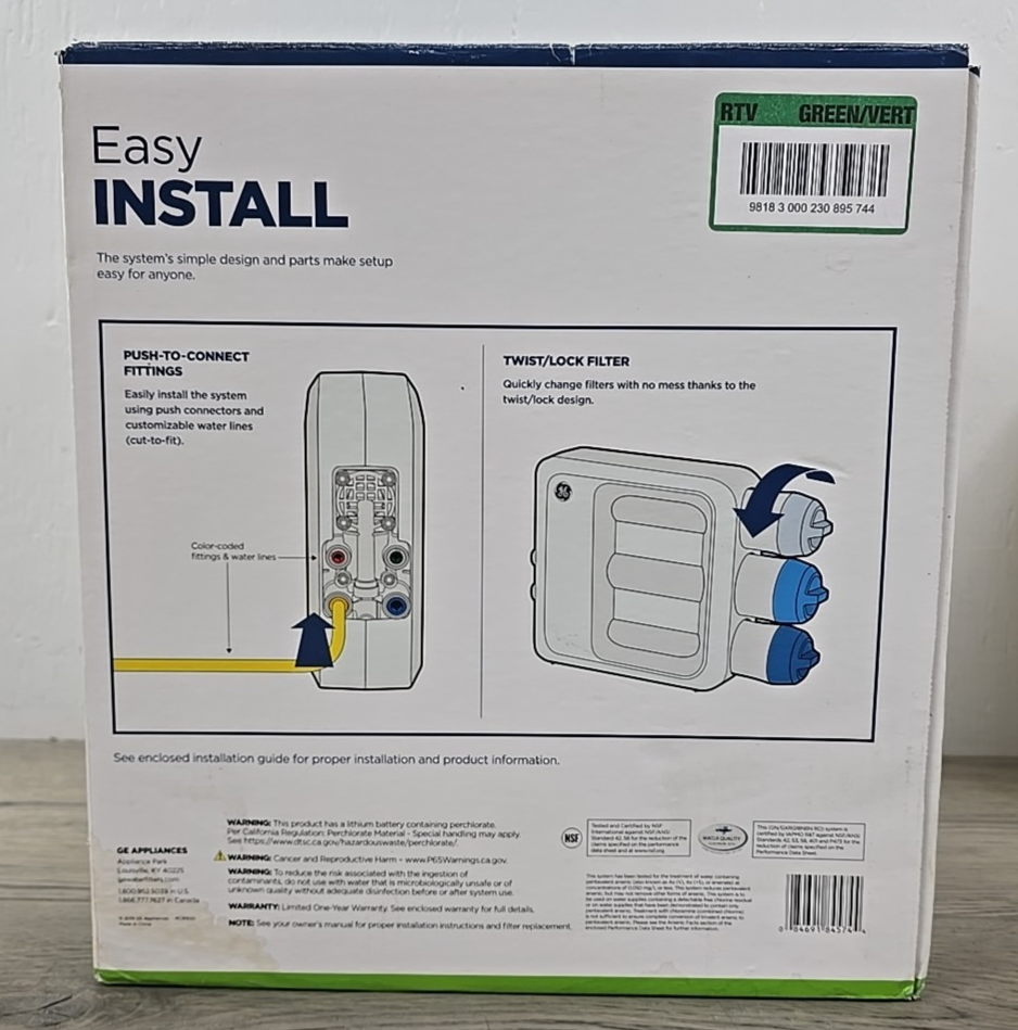 GE Reverse Osmosis RO Water Filtration System w/ Faucet - White ...