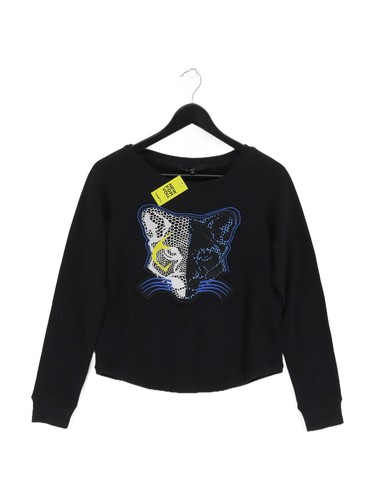 Tibi Women's Jumper XS Black Animal Print 100% Cotton Round Neck ...
