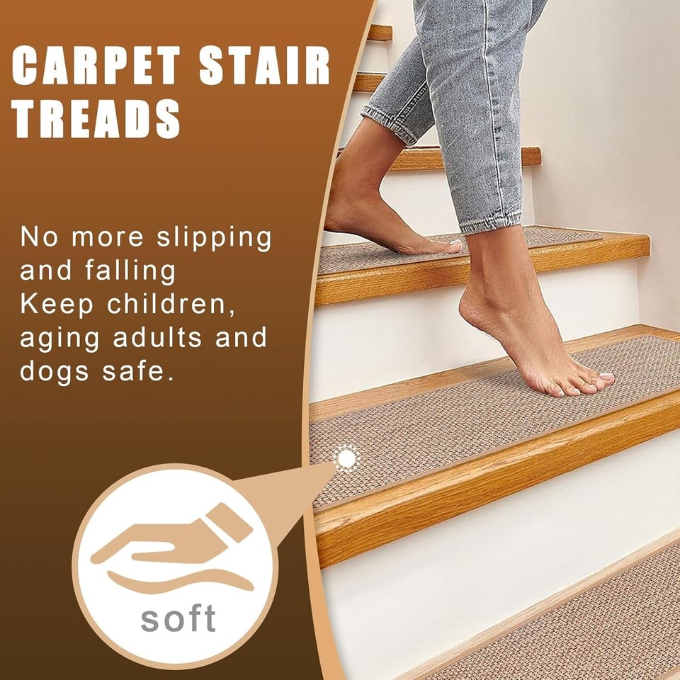 Stair Treads for Wooden Steps Indoor,8" X 30" (15 in Pack) Carpet Stair ...