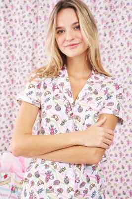 New Roller Rabbit Sweet Dreams Swirl Polo PJ Pajamas Rainbow Short LIM ...