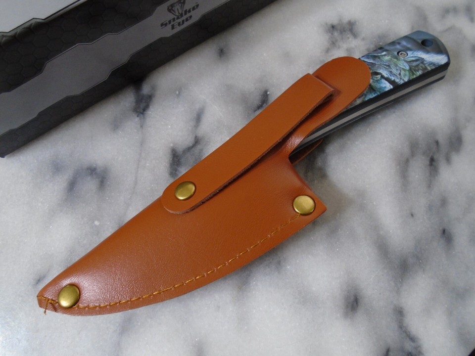 Snake Eye Wolf Sharp Finger Skinner Knife Full Tang Fixed Blade HK ...