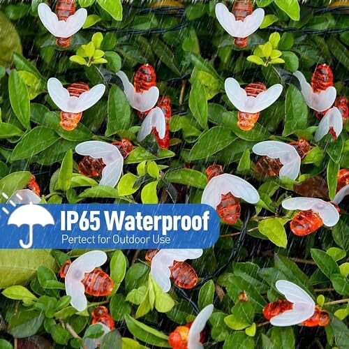 Solar Bee String Lights - 21Ft 30 LED Outdoor Fairy Lights with 8 Modes ...