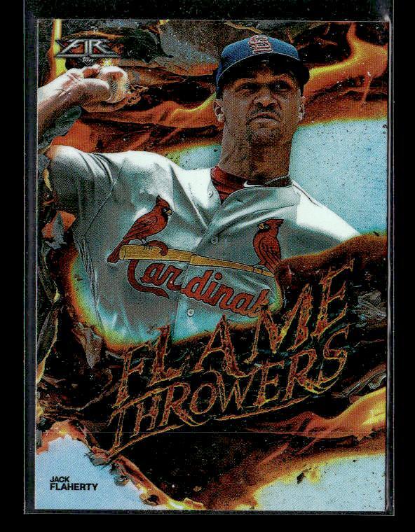 2020 Topps Fire #FT-6 Jack Flaherty Flame Throwers St. Louis Cardinals ...