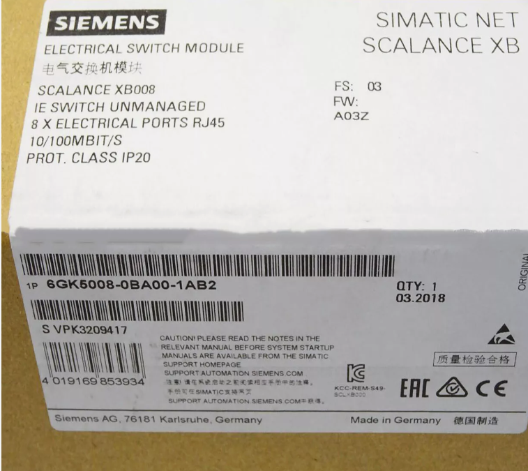6GK5008-0BA00-1AB2 NEW SIEMENS XB008 Ethernet Switch Module 6GK5008 ...