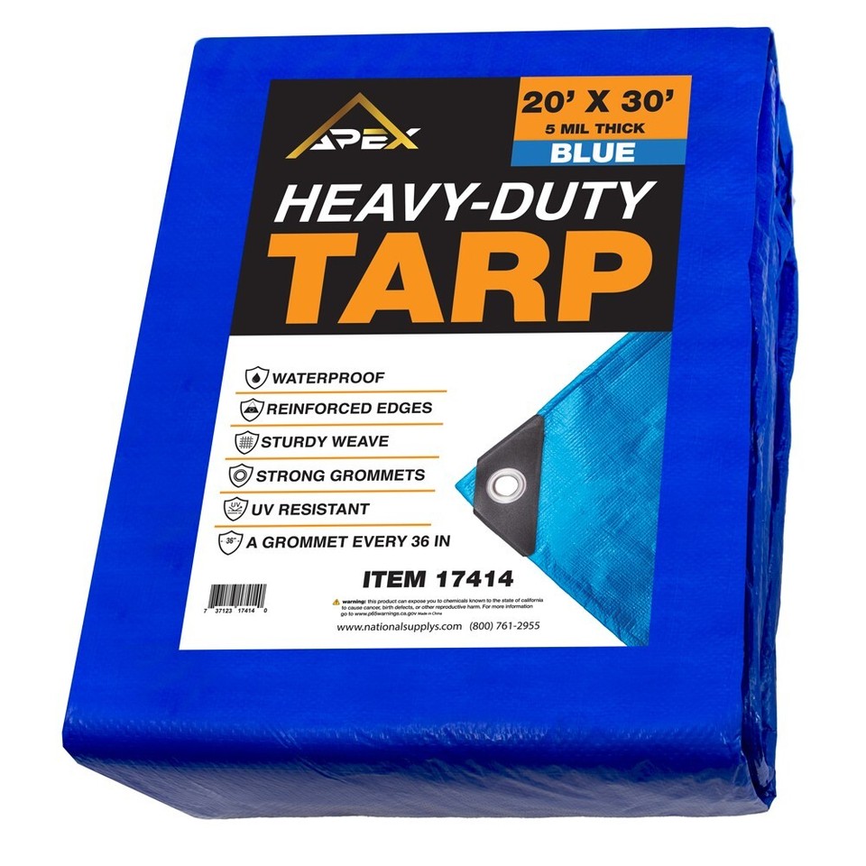 Heavy Blue Tarp - 5 MIL Multipurpose UV Resistant, Waterproof ...