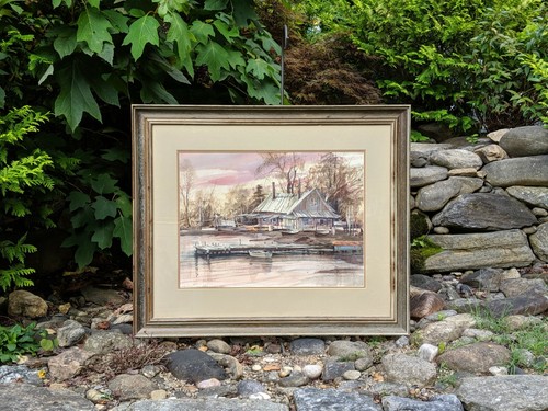Endre Peter Darvas Original 25x20" Drawing-Watercolor Rustic Bayou ...