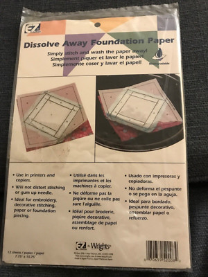 New EZ Quilting Dissolve Away Foundation Paper 12 sheets 7.75x10.75” | eBay