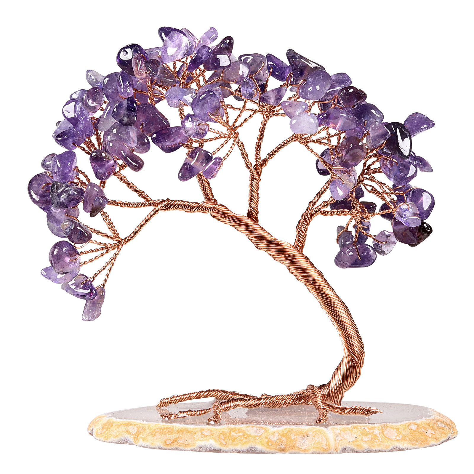 Natural Crystal Stone Money Tree Agate Slice Base Feng Shui Bonsai for ...