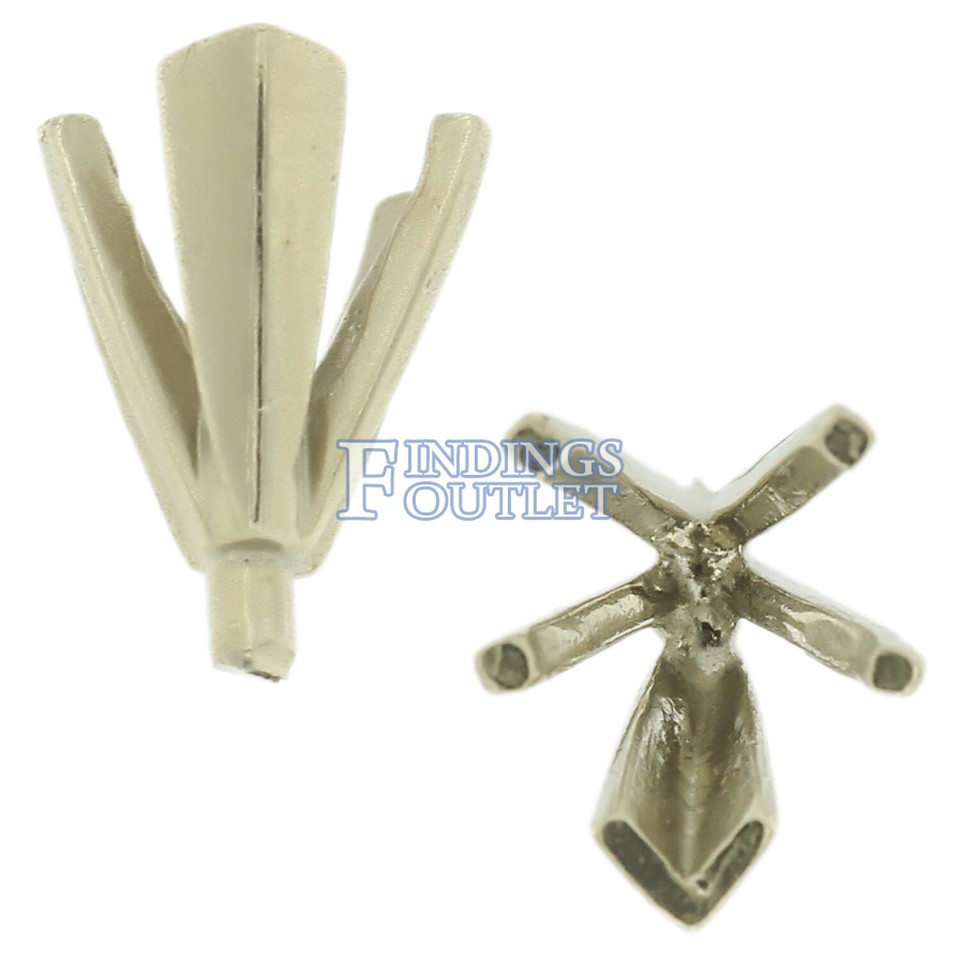 14K White Gold V-End Heart 5 Prong Peg Head Setting Standard For Center ...