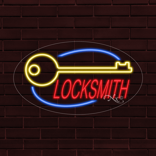 NEW "LOCKSMITH" w/BORDER OVAL 28x16 INCH LED FLEX WINDOW/WALL INDOOR ...