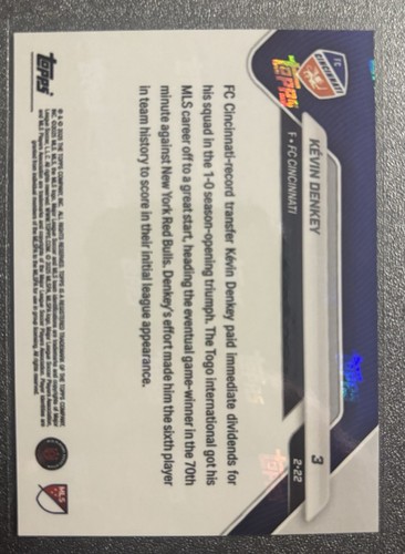 2025 Topps Now MLS Kevin Denkey #3 Orange Foil 23/25 FC Cincinnati ...