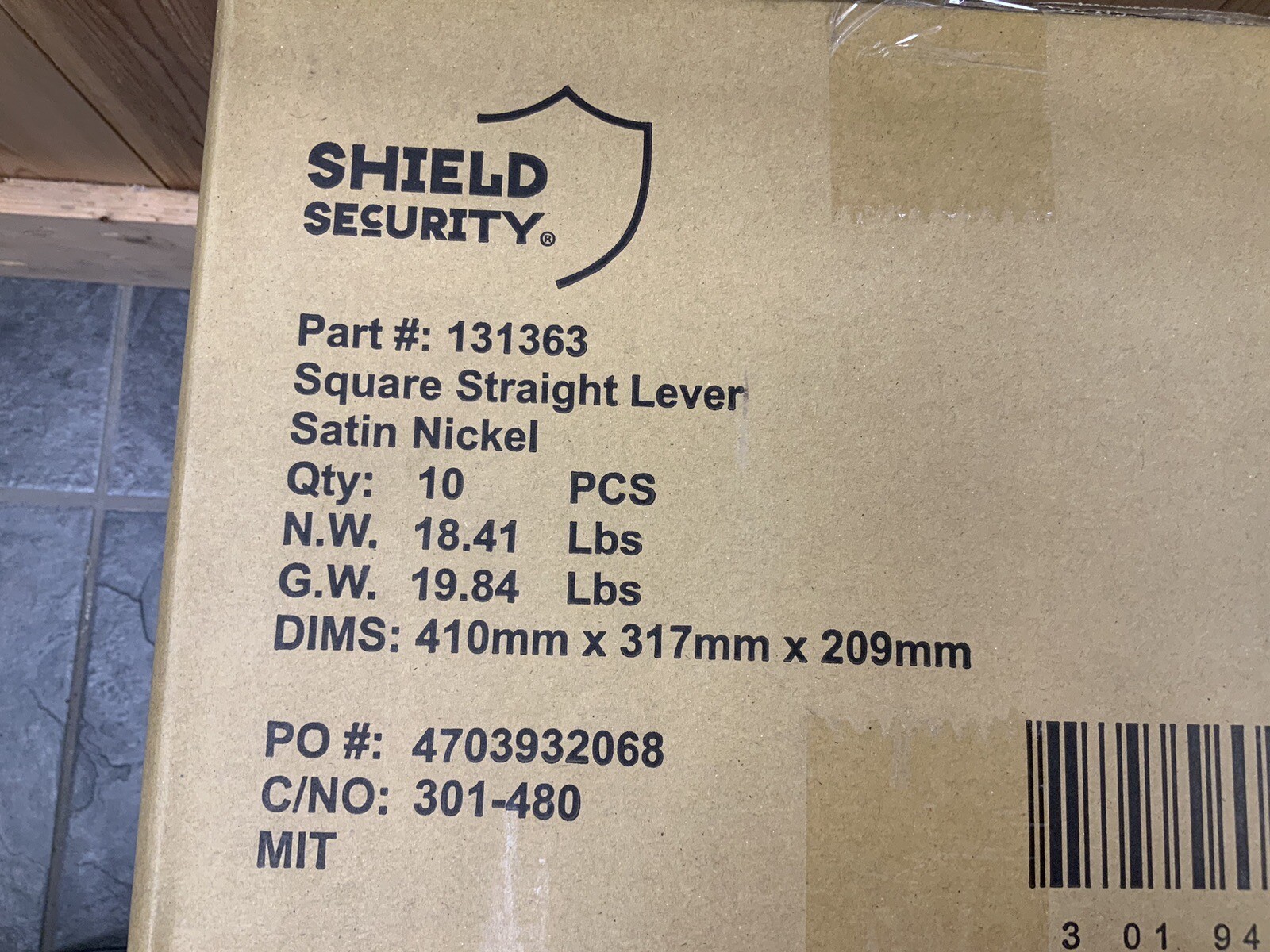 Shield Security Passage Lockset Square Straight Lever Satin Nickel Box ...