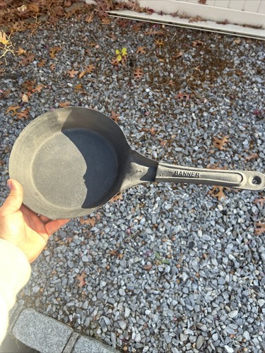 Antique Banner #1 Steel Tin Metal Cold Handle Cowboy Pan Skillet 8.5 ...