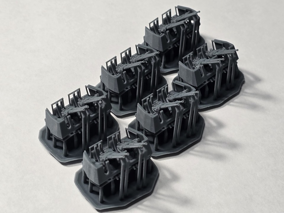 1/200 3D Printed Quad 40mm Bofors AA Guns 45* Pos W Shield X 6 3D ...