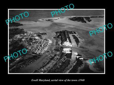 OLD LARGE HISTORIC PHOTO EWELL MARYLAND AERIAL VIEW OF THE TOWN c1940 ...