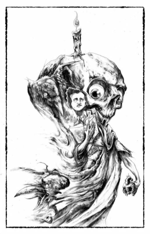 Art Print, Edgar Allan Poe Raven Poetry Poet Art, Dark Scary Creepy Art ...