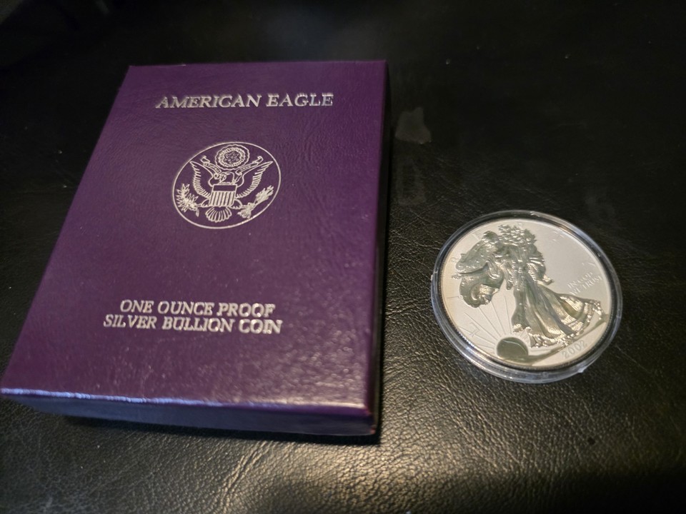 2 Oz Silver, 1986-S Proof Liberty Walking (Box) + 2002-P Rev Proof ...