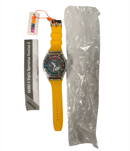 Digital Watch 50M WR World Time Stopwatch Alarm Countdown Orange 1R5K ...