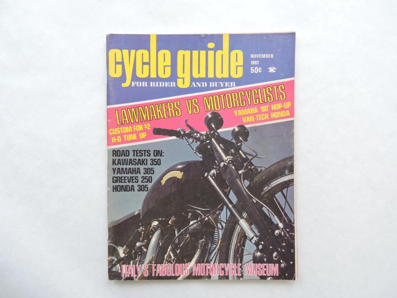 Cycle Guide Magazine November 1967 Kawasaki 350 Yamaha 305 Greeves 250 ...
