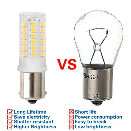 Ba15s Led Bulb P21w 12v 5w Warm White 3000k Bayonet Single Contact Base ...
