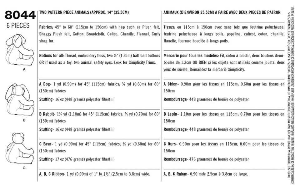 SEWING PATTERN Sew Stuffed Animal Soft Plush Toy - Teddy Bear Cat Dog ...