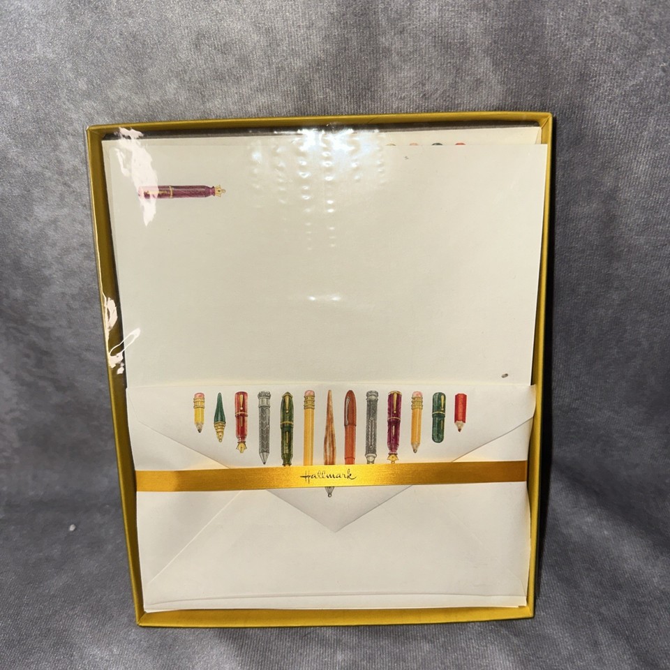 Vintage Hallmark Writing Stationery, Full Set, Pens & Pencils Theme ...