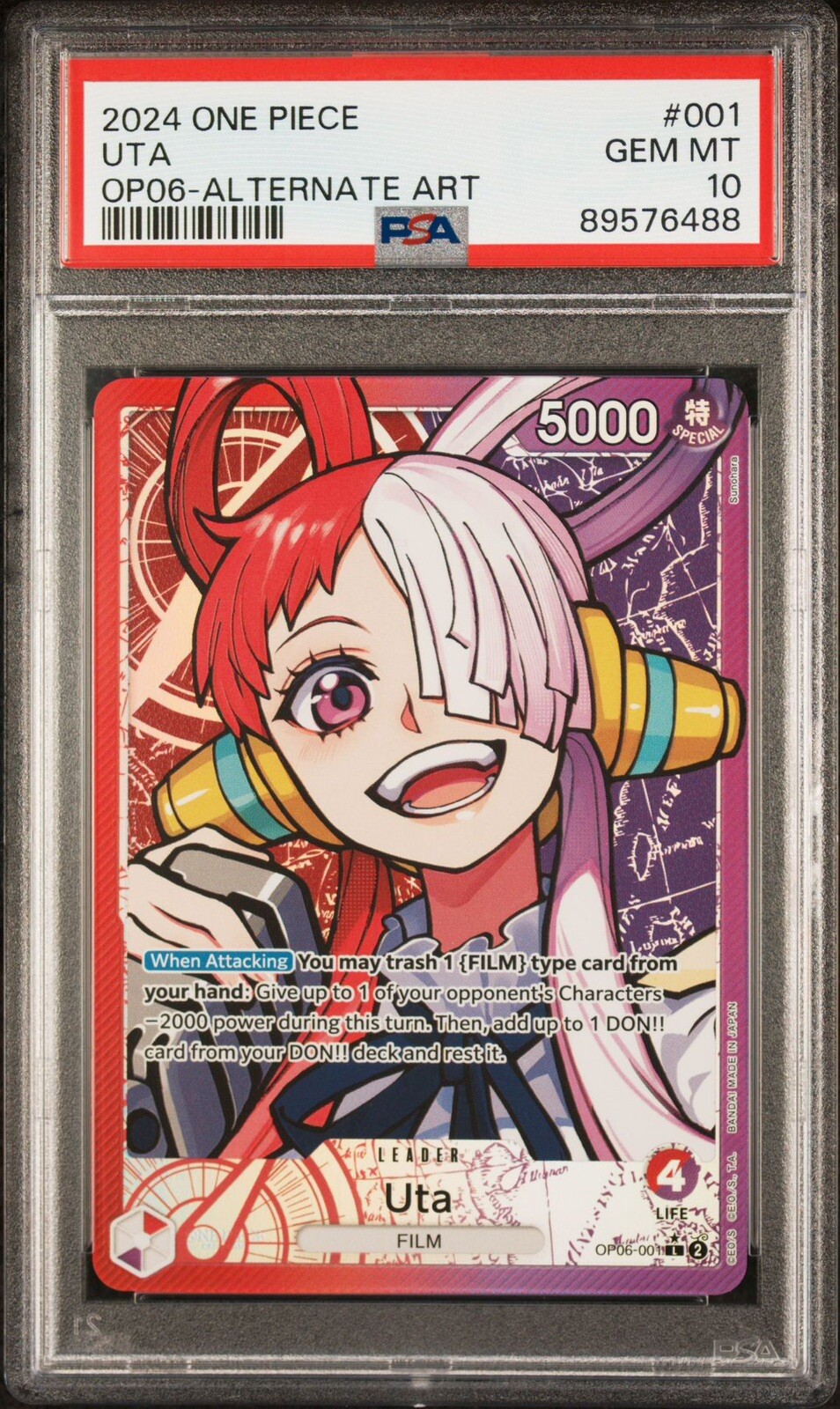 One Piece Wings Of The Captain ENGLISH Uta Leader Alt Art *GEM MINT PSA ...