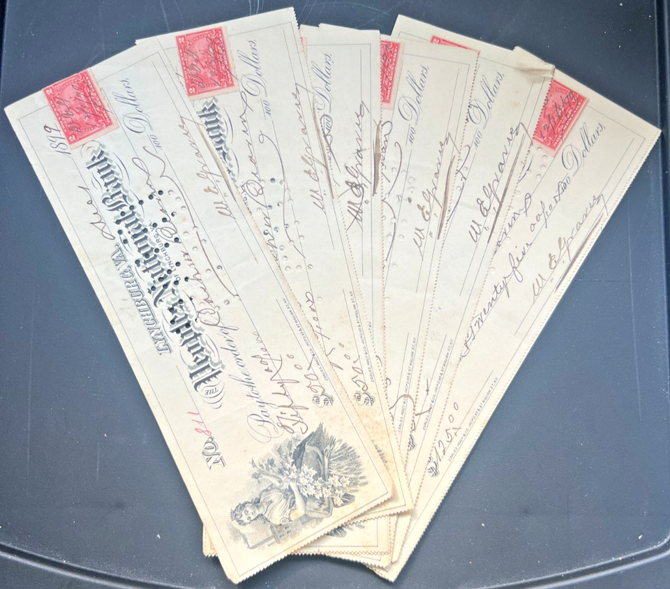 12 Antique Checks 1899 The Peoples National Bank -All Paid Antique ...
