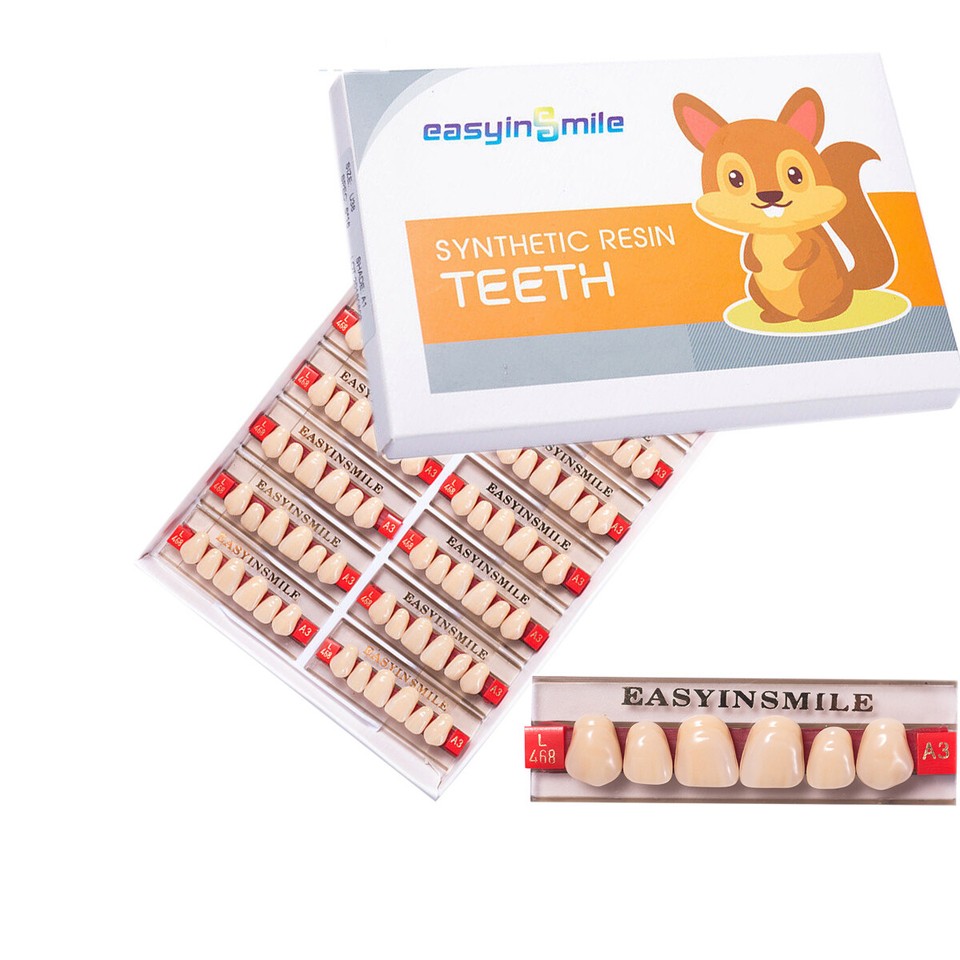 Dental Denture Acrylic Resin DIY False Teeth Upper Lower Teeth Full Set ...