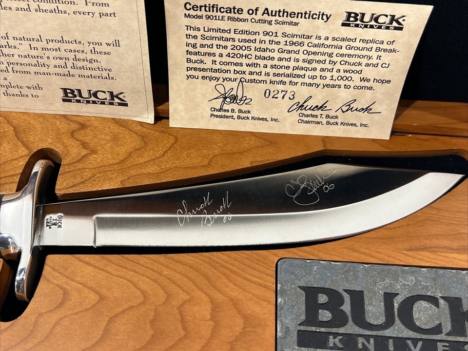 Buck Custom Knife 901LE Ribbon Cutting Scimitar Signed Blade Limited ...