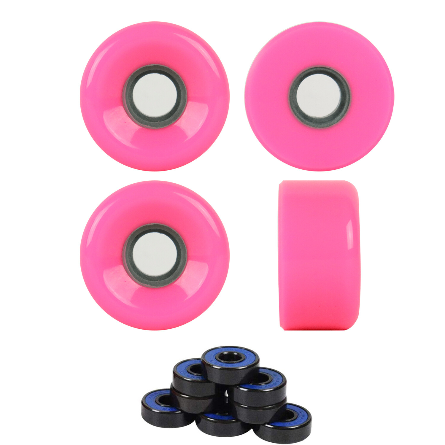 Blank Skateboard 82A USA Made Cruiser Wheels 61mm x 32mm Pink + Abec 7 ...