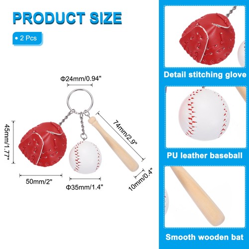Baseball Keychain, 2 Pcs Softball Key Chain Sports Pendant for Gift ...