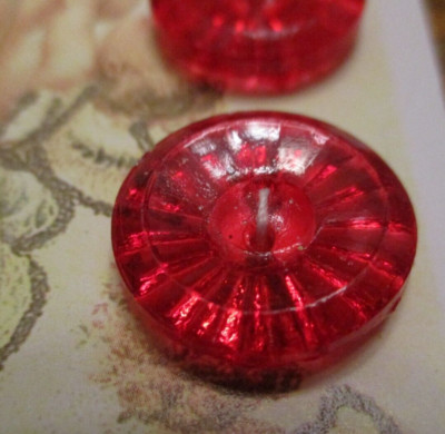 Set of 3 Vintage 3/4" Ruby red Painted Crystal starbutst cut Glass ...
