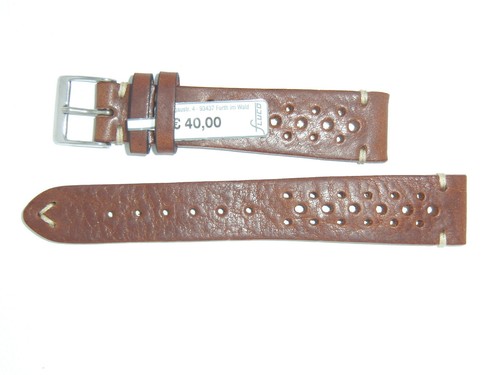 FLUCO Genuine Vintage Leather Watch Band Strap 19 mm Brown "HUNTER ...