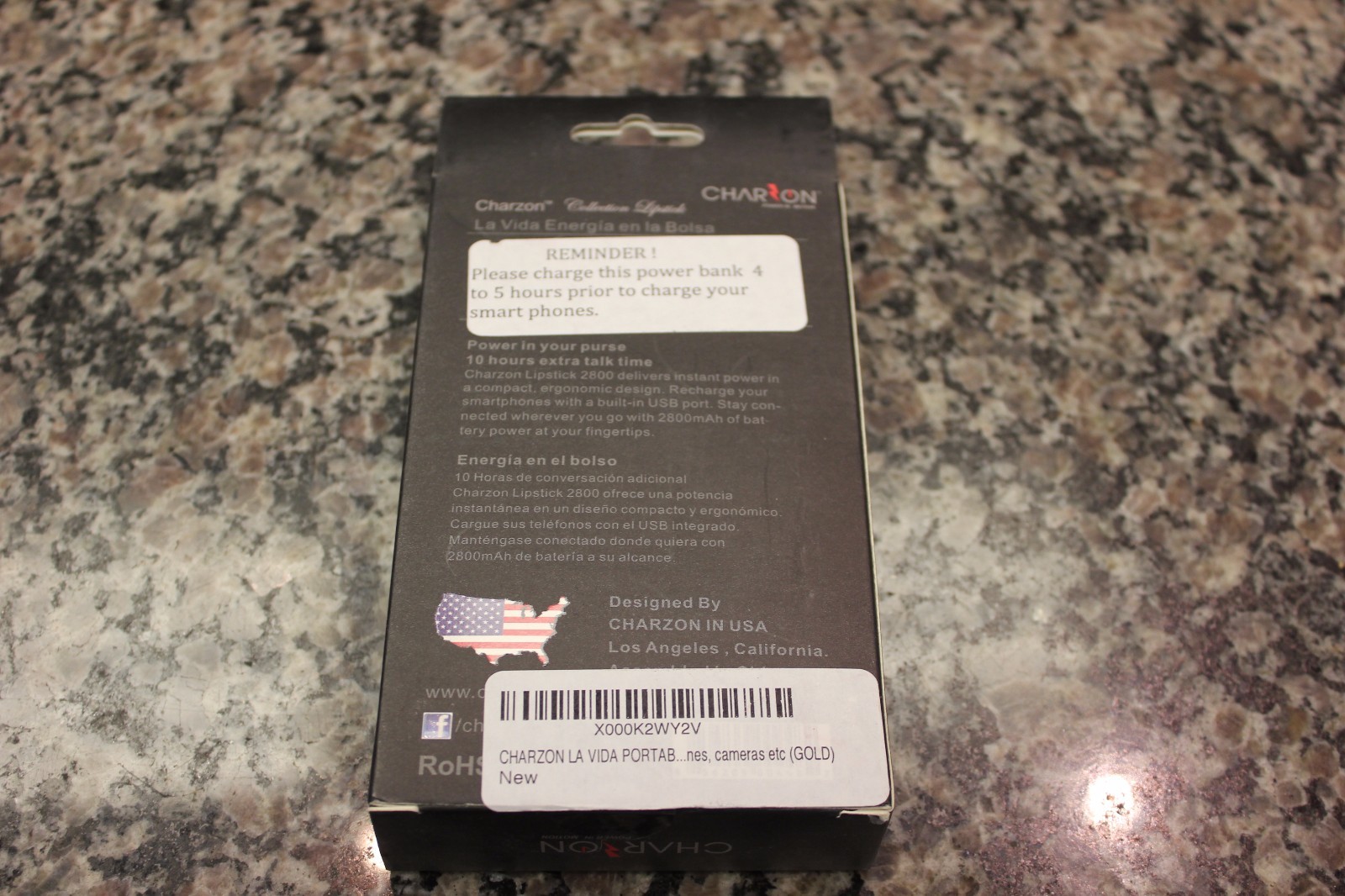 CHARZON LA VIDA PORTABLE CHARGER LIPSTICK SIZE 2800 mAH (GOLD) DNT LOC ...
