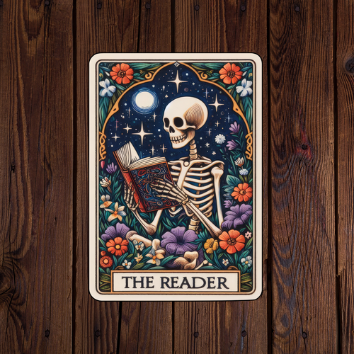 Tarot card sticker vinyl decal the reader flower moon starts reading ...