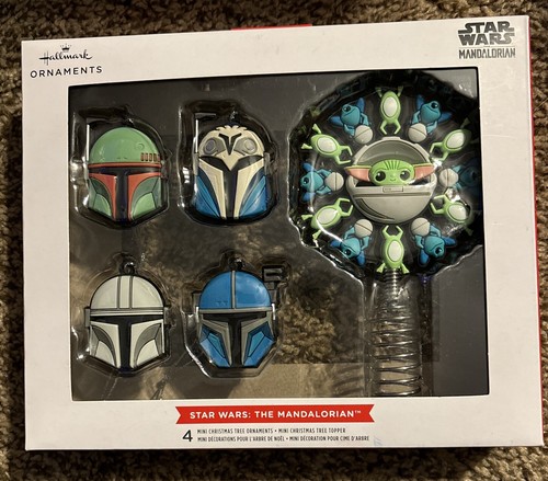 HALLMARK STAR WARS THE MANDALORIAN MINI ORNAMENT SET WITH GROGU TREE ...